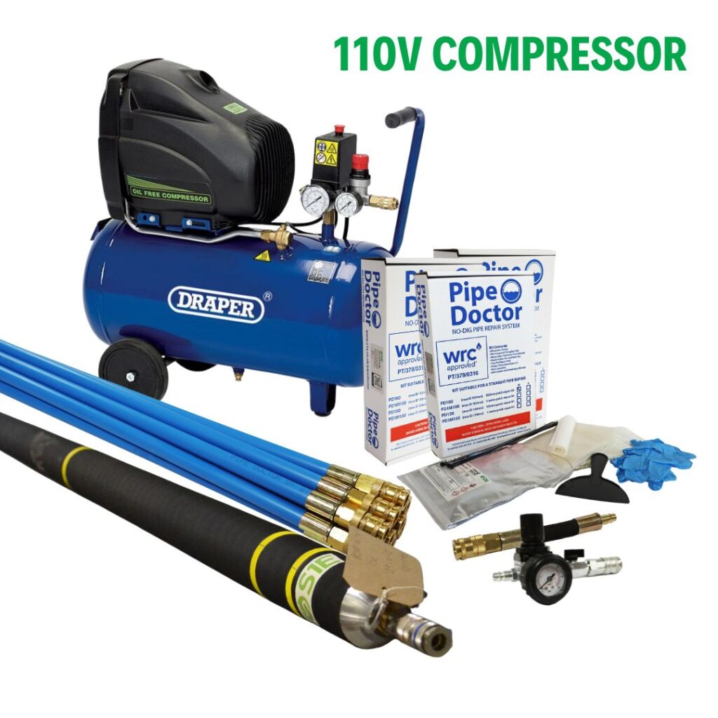 Pipe Doctor Contractor Pack - inc. 20 Air Push Rods with 110V ...